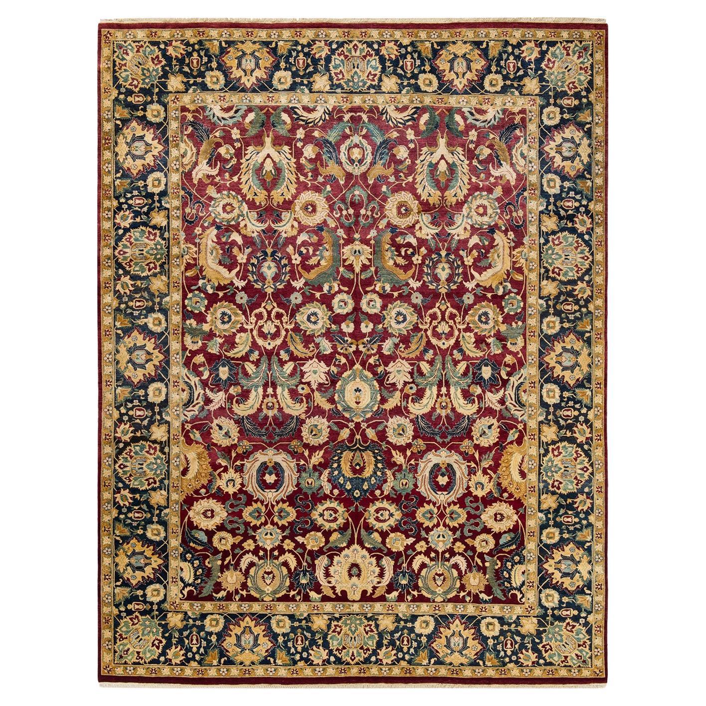 One-of-a-kind Hand Knotted Wool Mogul Red Area Rug For Sale at 1stDibs