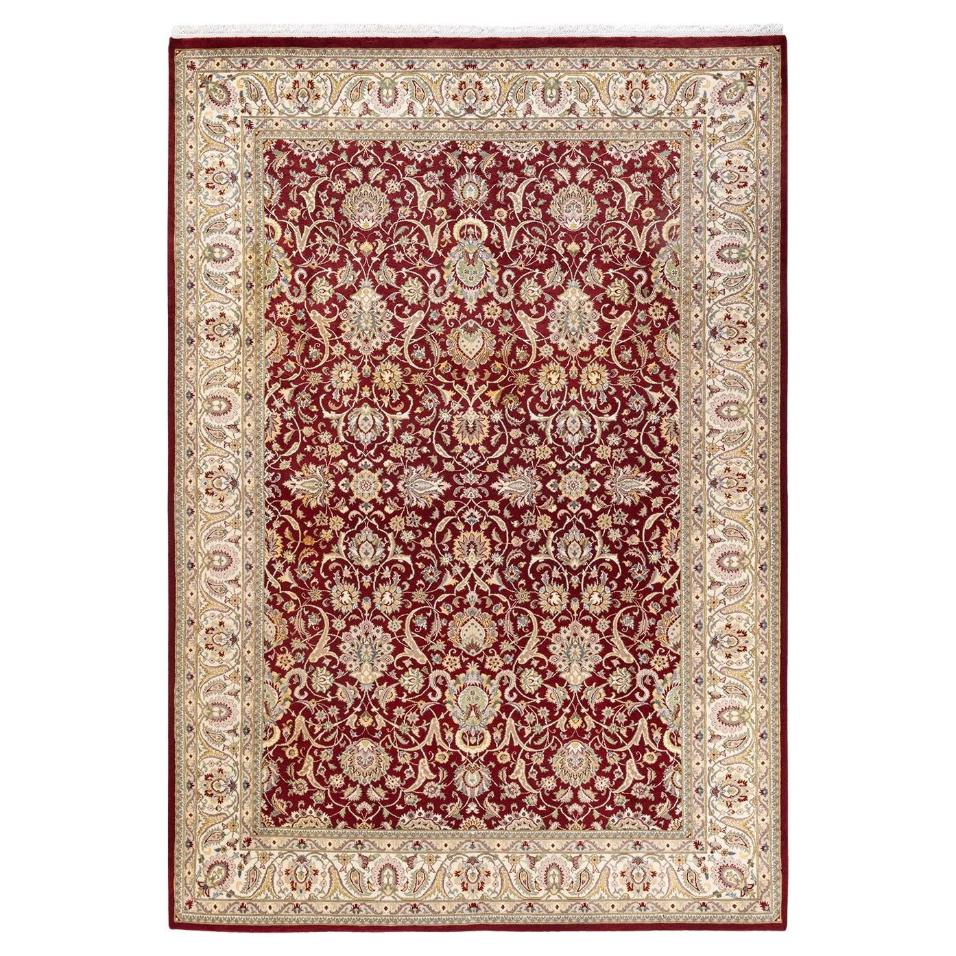 One-of-a-kind Hand Knotted Wool Mogul Red Area Rug For Sale at 1stDibs