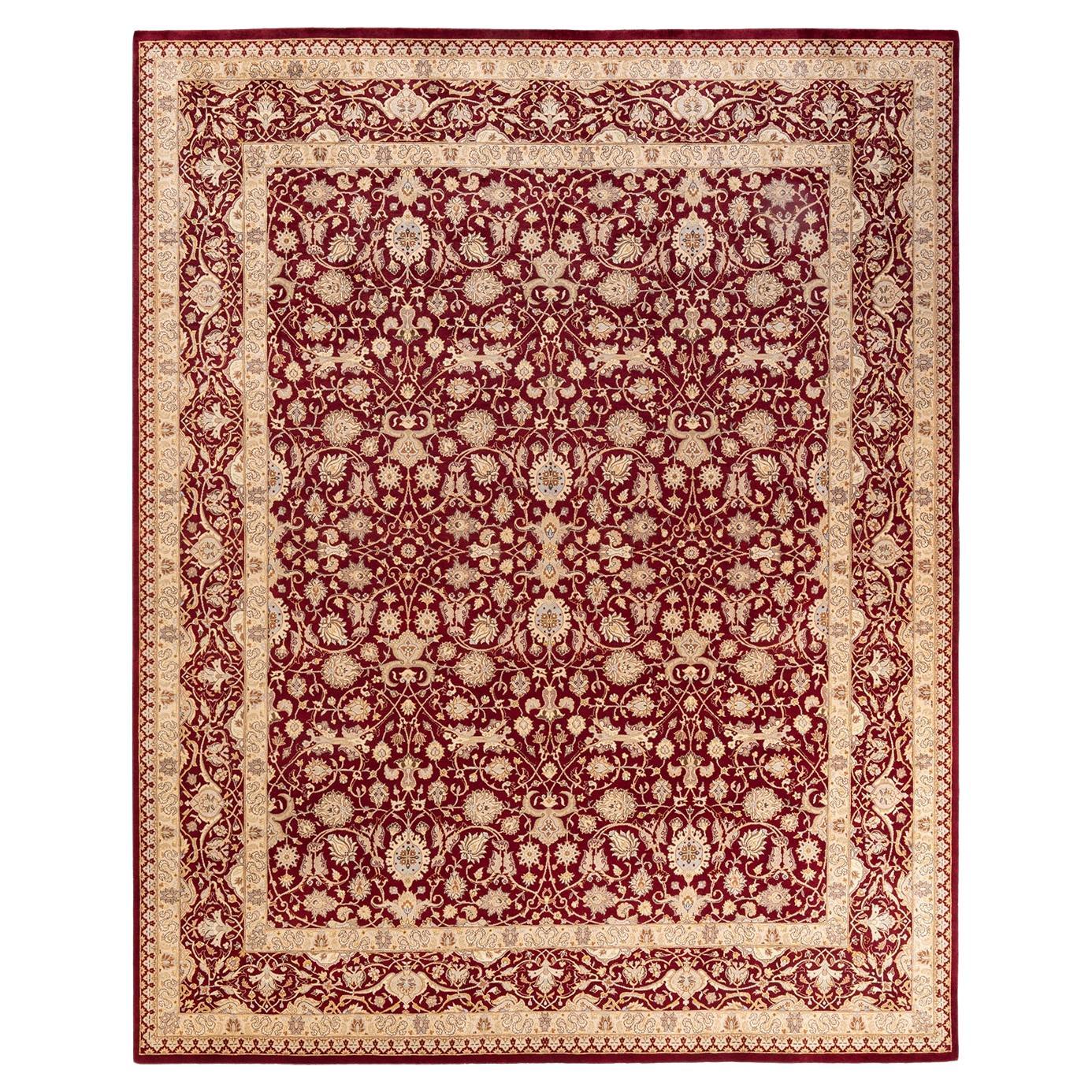 One-of-a-kind Hand Knotted Wool Mogul Red Area Rug For Sale at 1stDibs