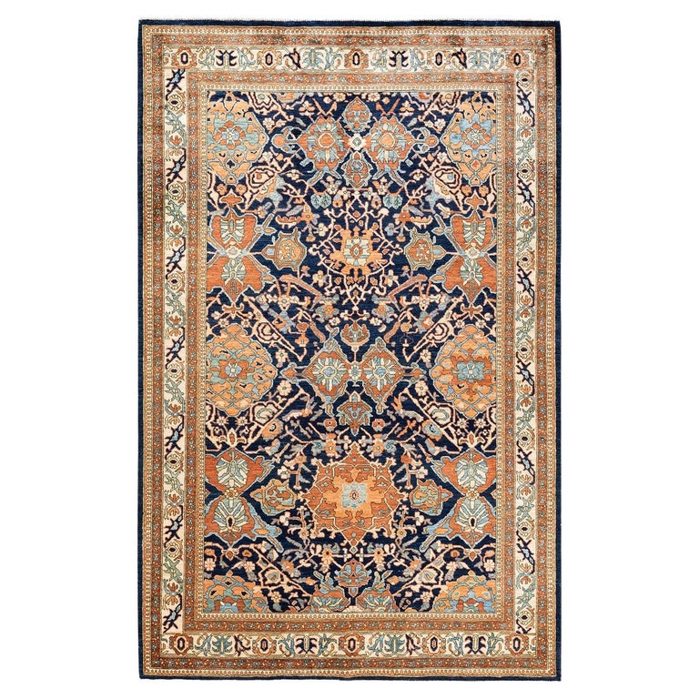 Handgeknüpfter blauer Serapi-Teppich aus Wolle, Unikat im Angebot bei ...