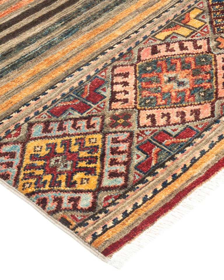 One-of-a-kind Hand Knotted Wool Tribal Beige Area Rug For Sale at 1stDibs
