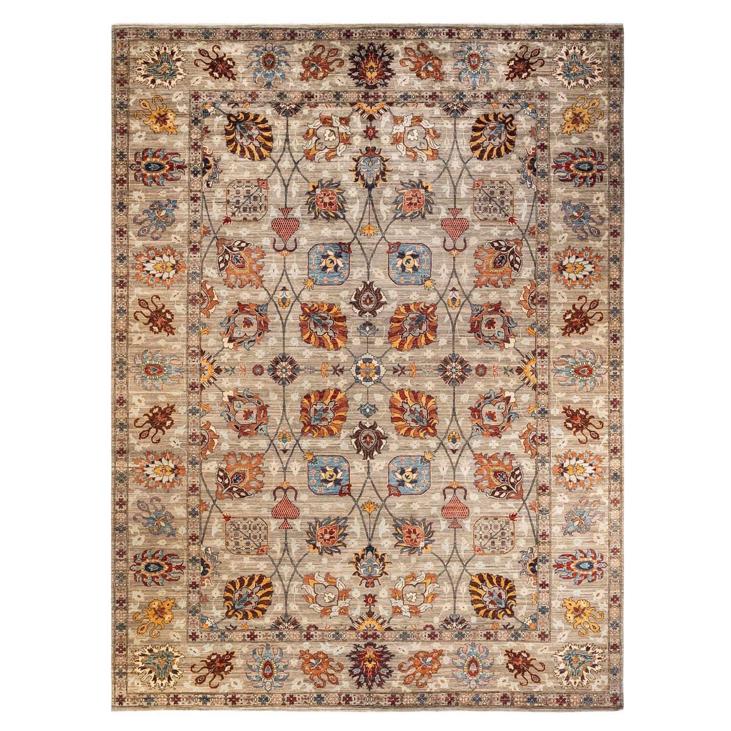 One-of-a-kind Hand Knotted Wool Tribal Beige Area Rug For Sale at 1stDibs