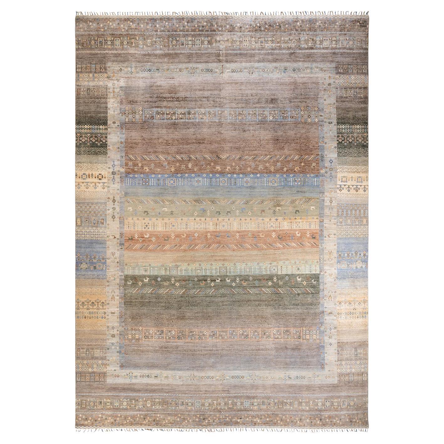 One-of-a-kind Hand Knotted Wool Tribal Beige Area Rug For Sale at 1stDibs
