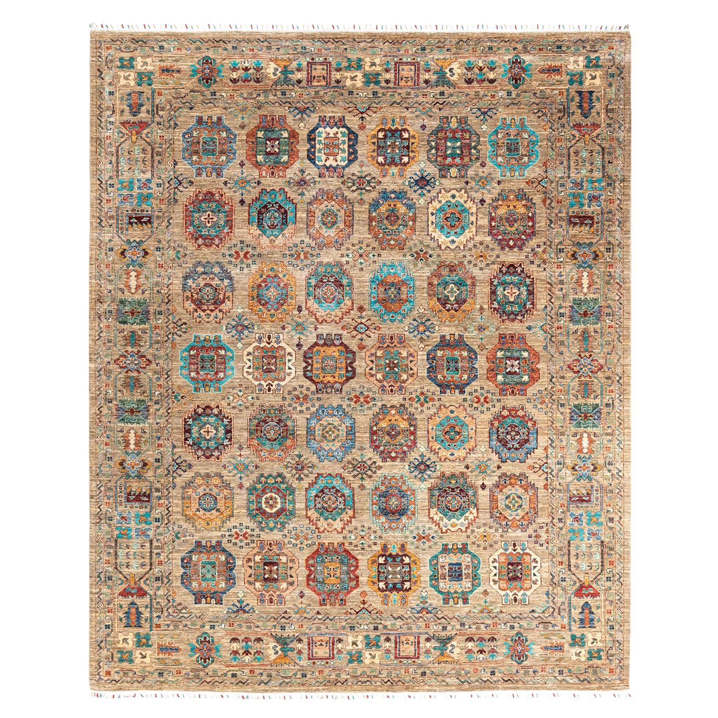 One-of-a-kind Hand Knotted Wool Tribal Beige Area Rug For Sale at 1stDibs