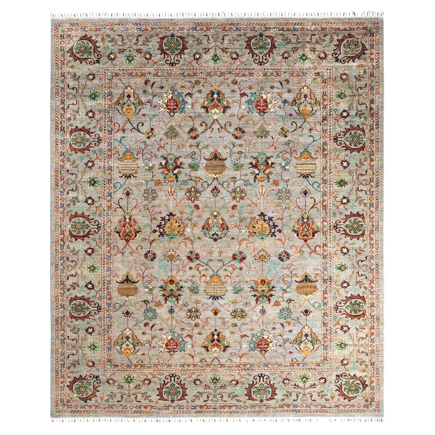 One-of-a-kind Hand Knotted Wool Tribal Gray Area Rug For Sale at 1stDibs