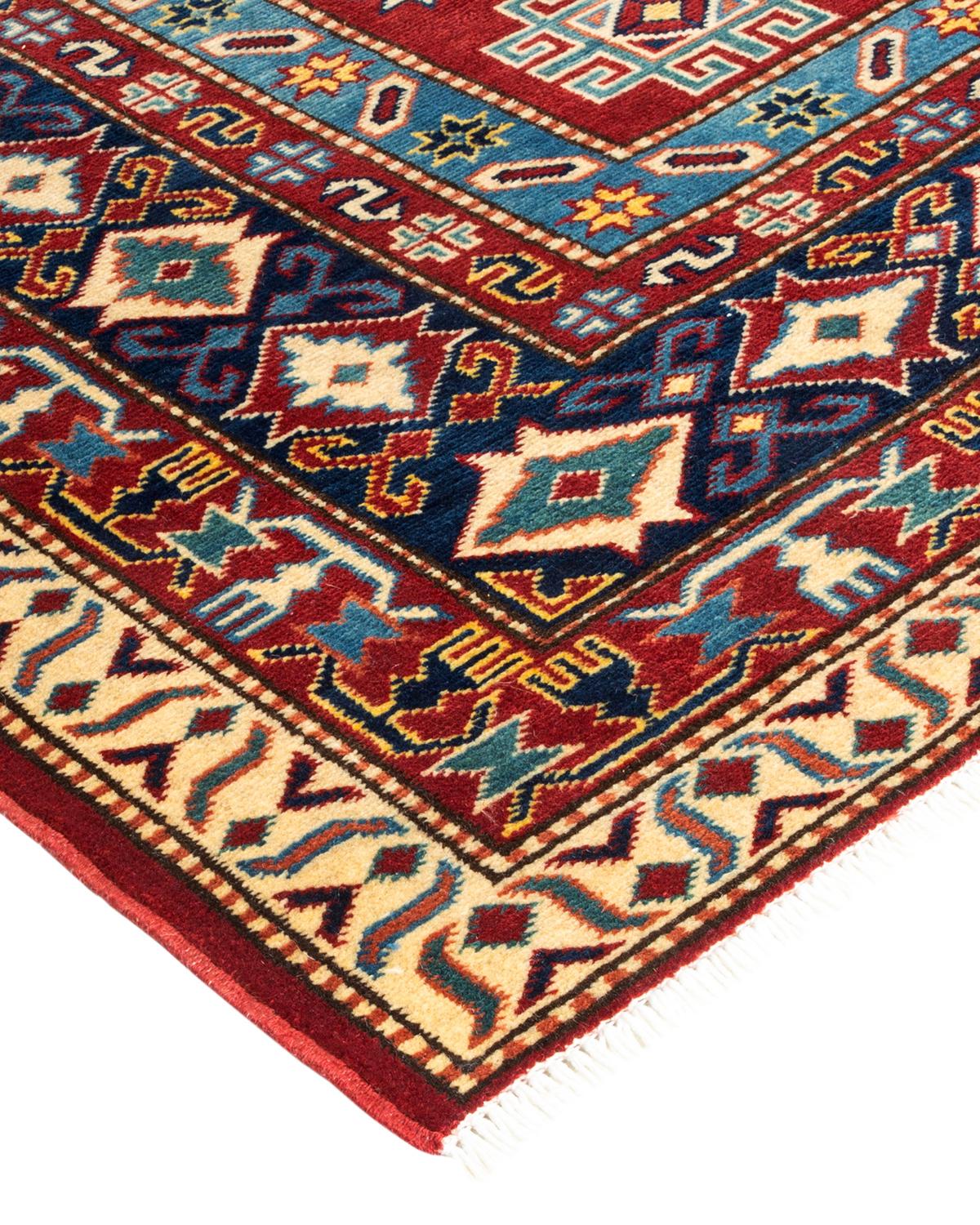 One-of-a-kind Hand Knotted Wool Tribal Red Area Rug For Sale at 1stDibs