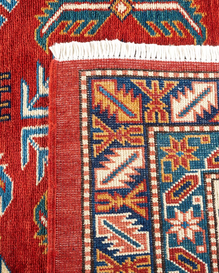 One-of-a-kind Hand Knotted Wool Tribal Red Area Rug For Sale at 1stDibs