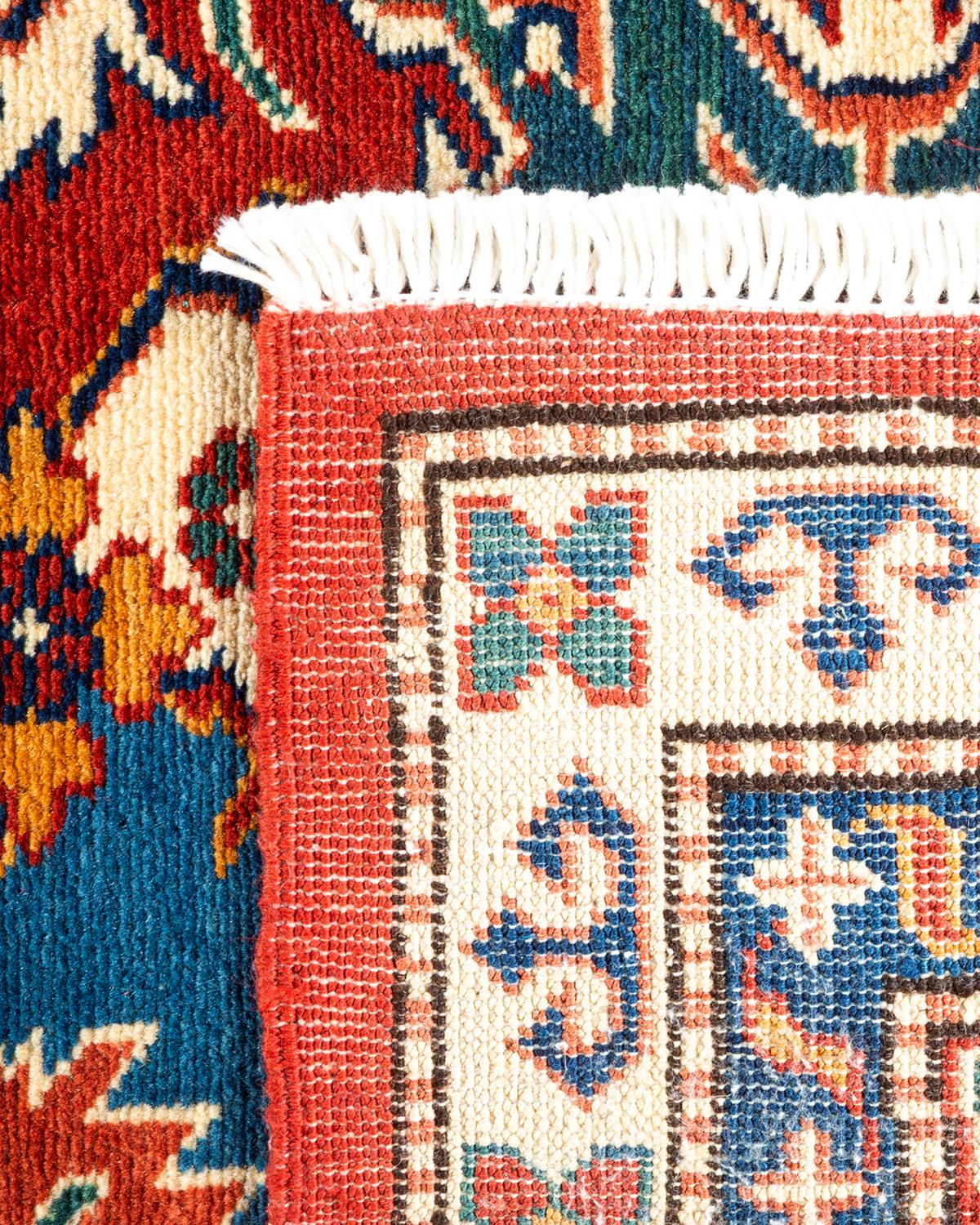 One-of-a-kind Hand Knotted Wool Tribal Red Area Rug For Sale at 1stDibs