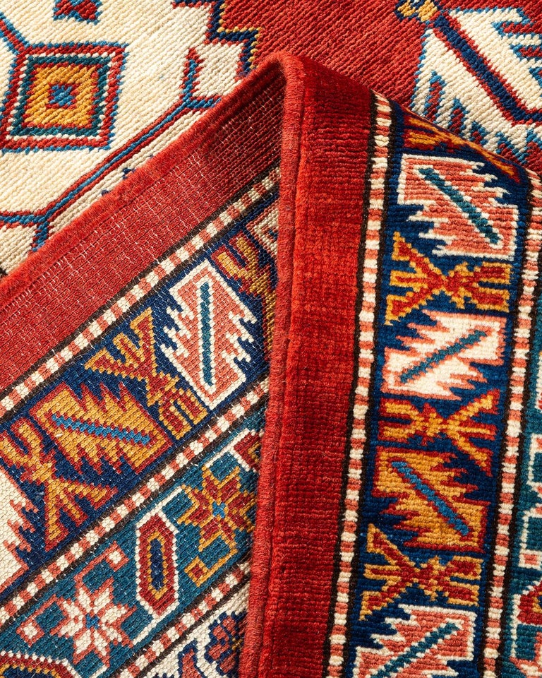 One-of-a-kind Hand Knotted Wool Tribal Red Area Rug For Sale at 1stDibs