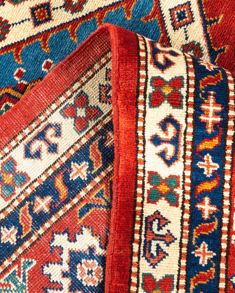 One-of-a-kind Hand Knotted Wool Tribal Red Area Rug For Sale at 1stDibs