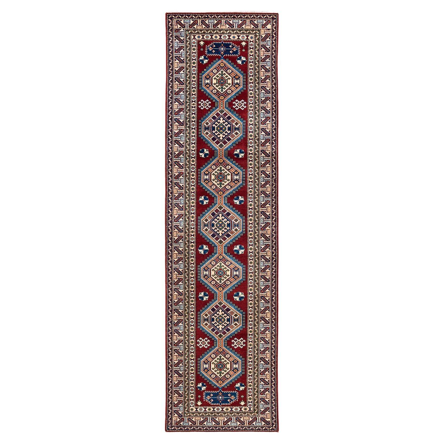 One-of-a-kind Hand Knotted Wool Tribal Red Area Rug For Sale at 1stDibs
