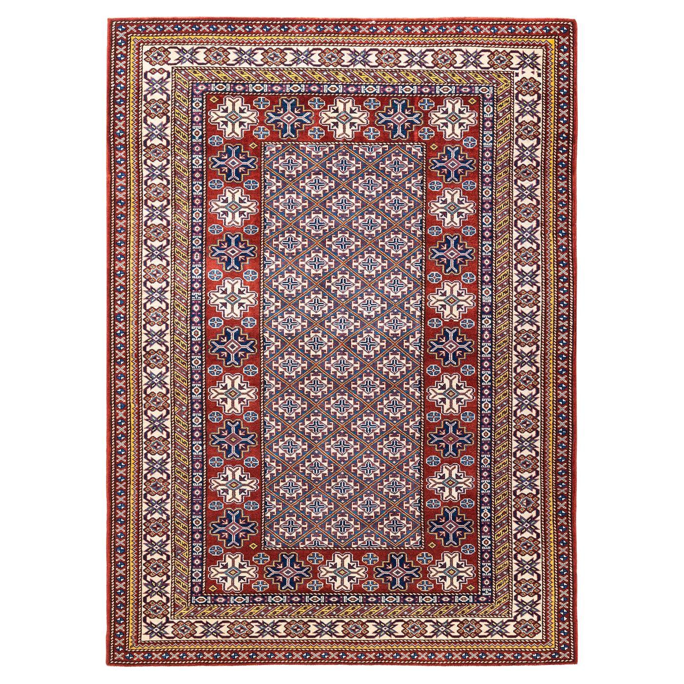 One-of-a-kind Hand Knotted Wool Tribal Red Area Rug For Sale at 1stDibs