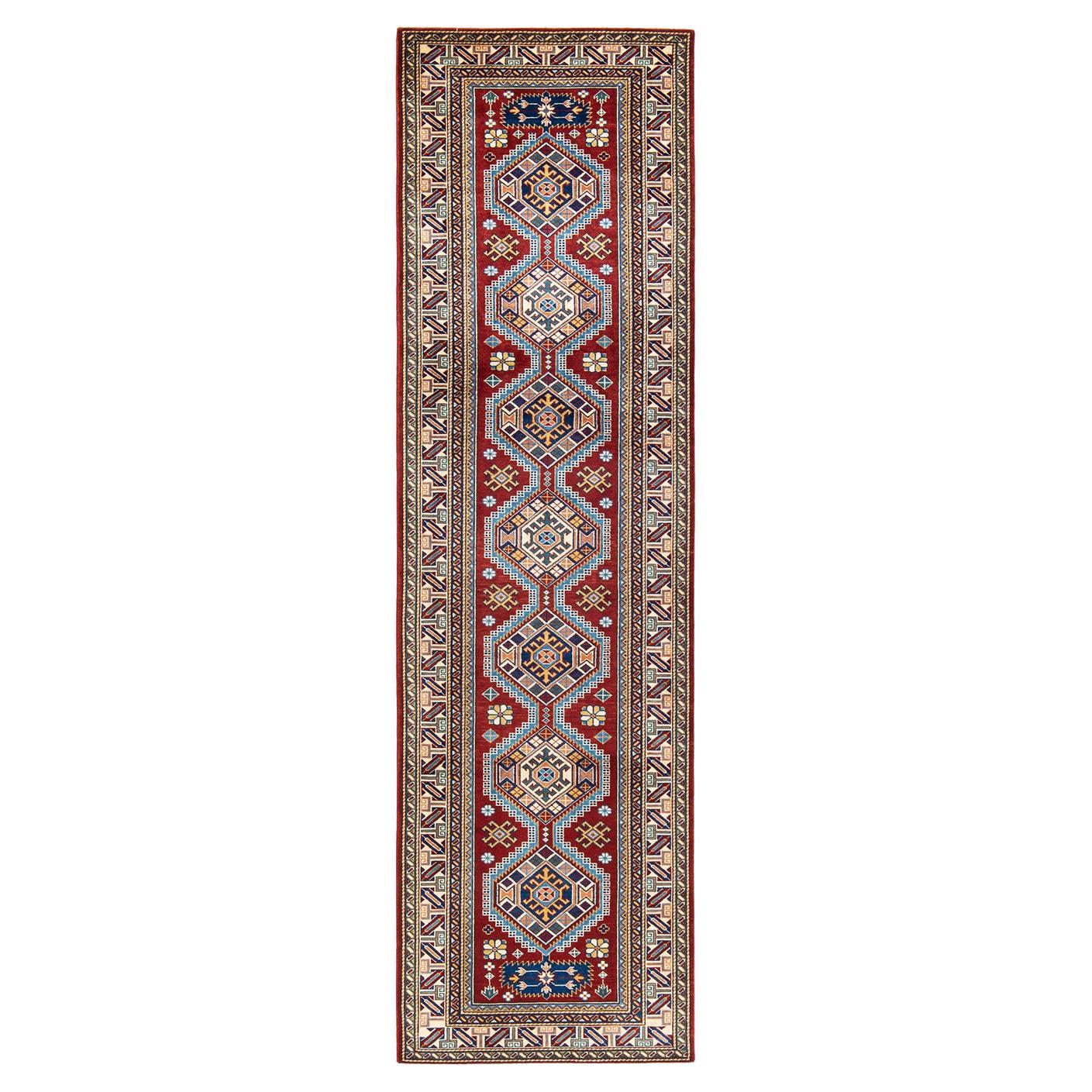 One-of-a-kind Hand Knotted Wool Tribal Red Area Rug For Sale at 1stDibs
