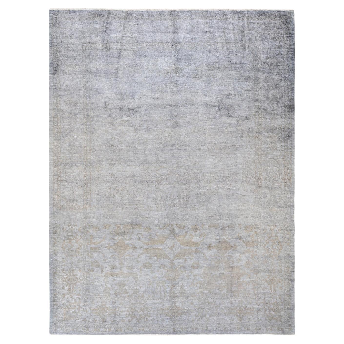 One-of-a-kind Hand Knotted Wool Vibrance Gray Area Rug For Sale at 1stDibs