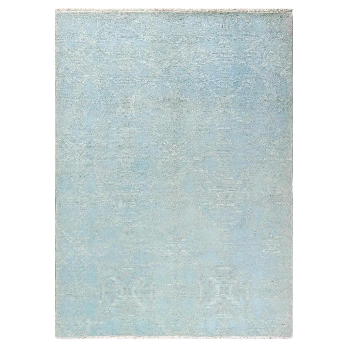 One-of-a-kind Hand Knotted Wool Vibrance Light Blue Area Rug For Sale ...