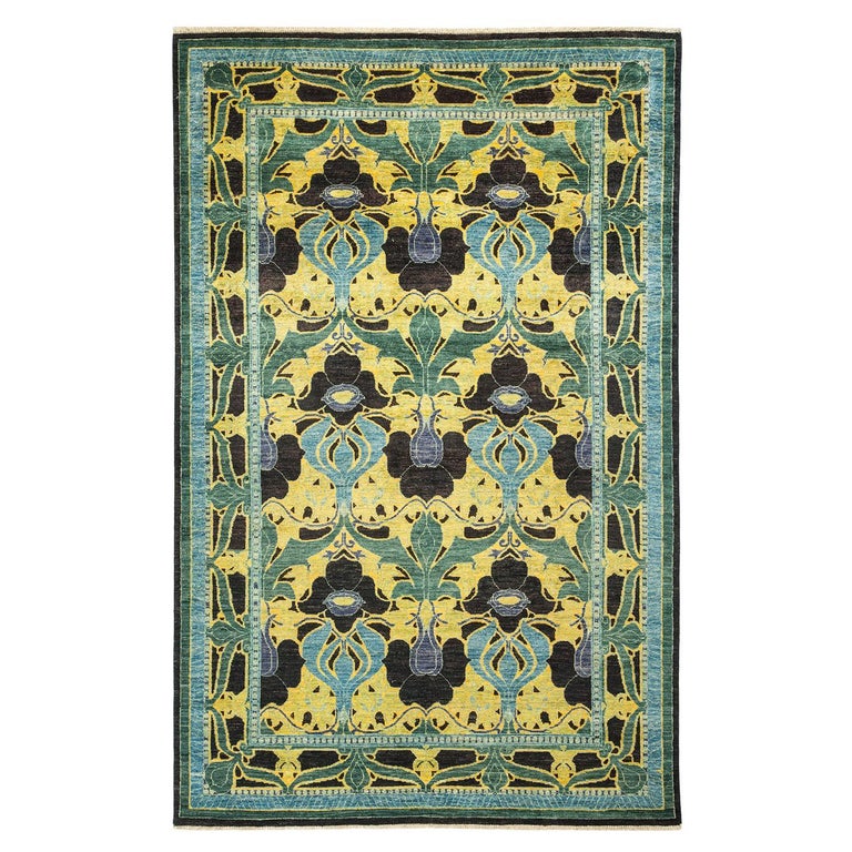 One-of-a-Kind Hand Made Contemporary Arts and Crafts Black Area Rug For ...