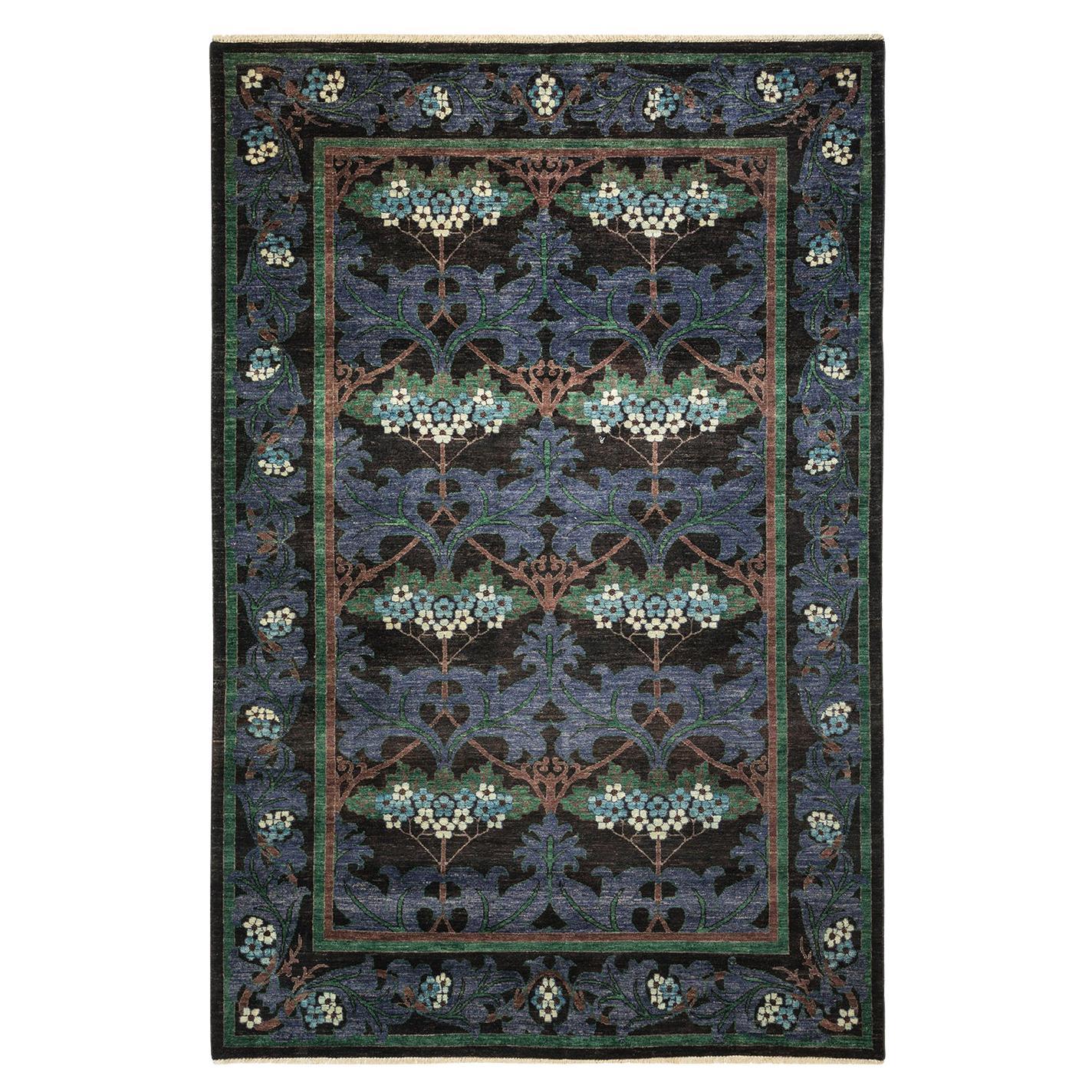 One-of-a-Kind Hand Made Contemporary Arts and Crafts Black Area Rug For ...