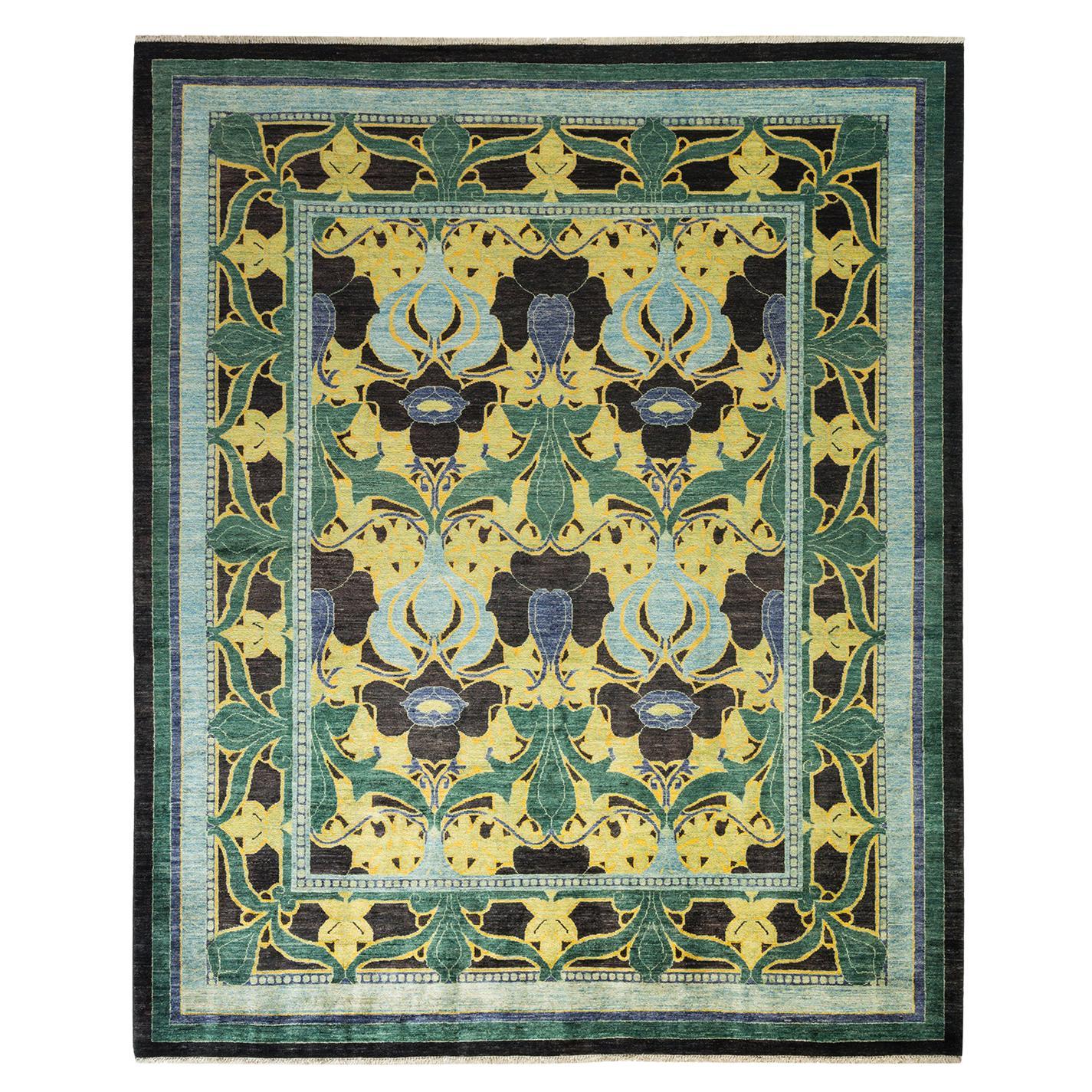 One-of-a-Kind Hand Made Contemporary Arts and Crafts Black Area Rug For ...