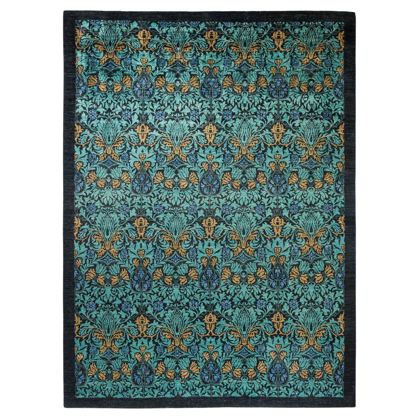 One-of-a-Kind Hand Made Contemporary Arts and Crafts Black Area Rug For ...