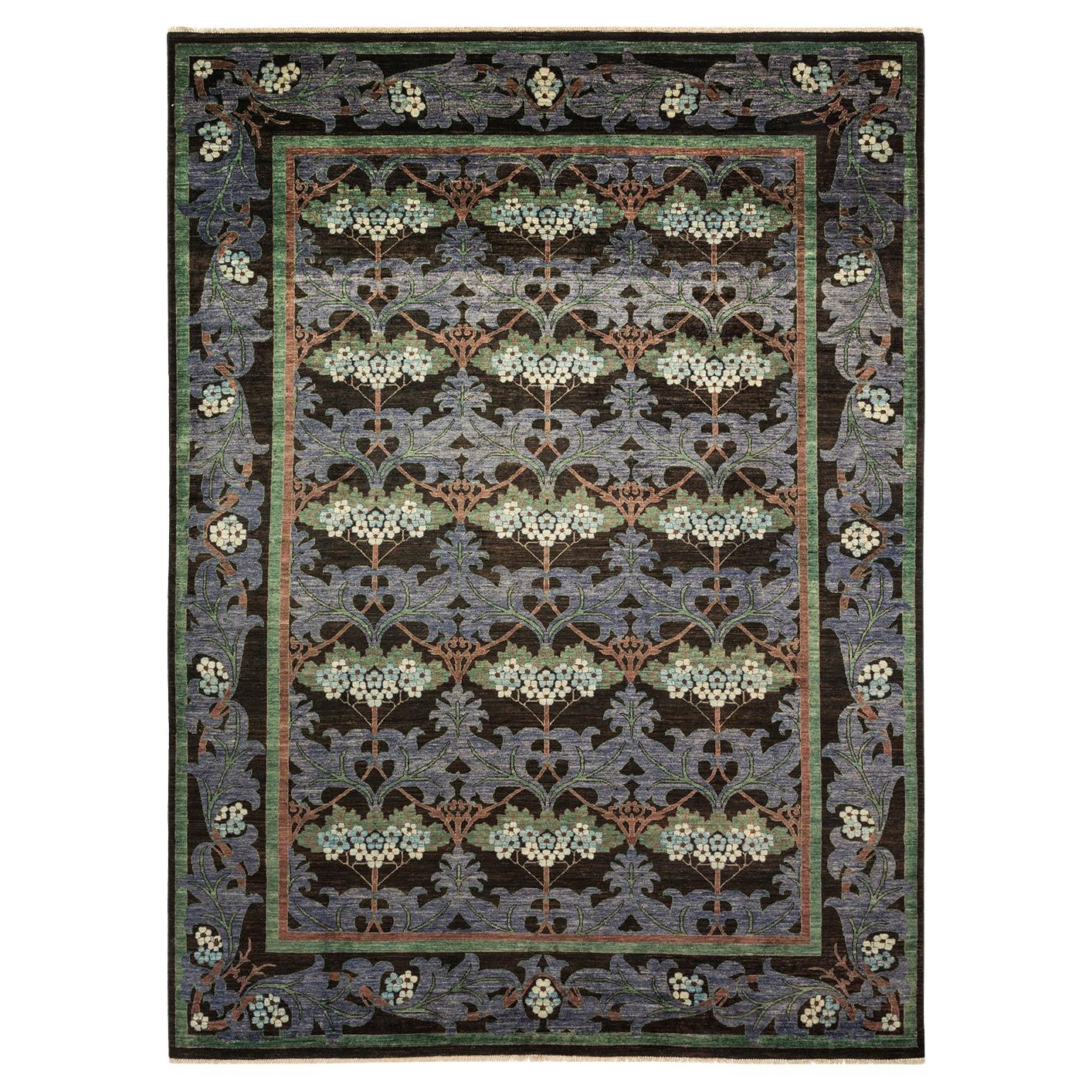 One-of-a-Kind Hand Made Contemporary Arts and Crafts Black Area Rug For ...