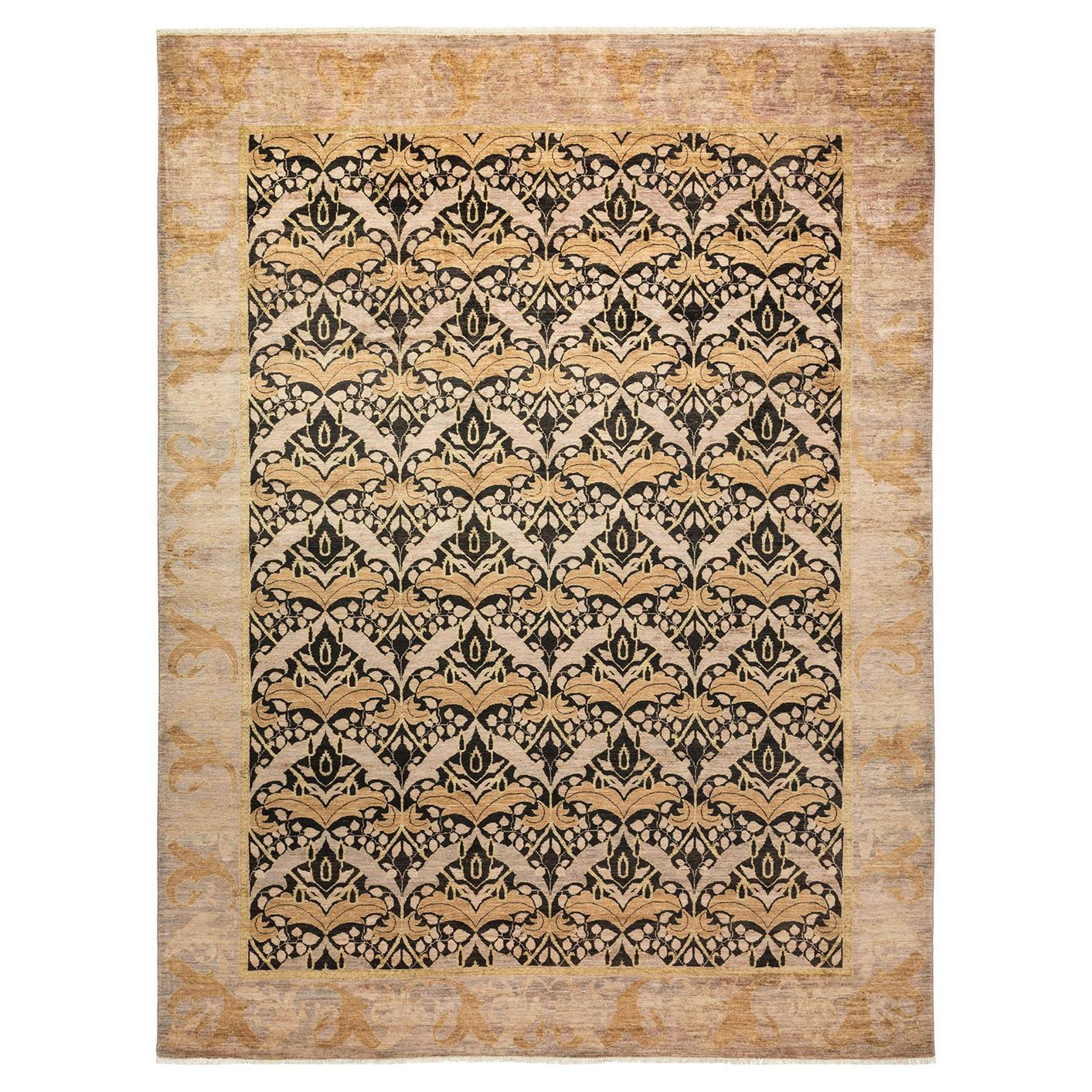 One-of-a-Kind Hand Made Contemporary Arts and Crafts Black Area Rug For ...