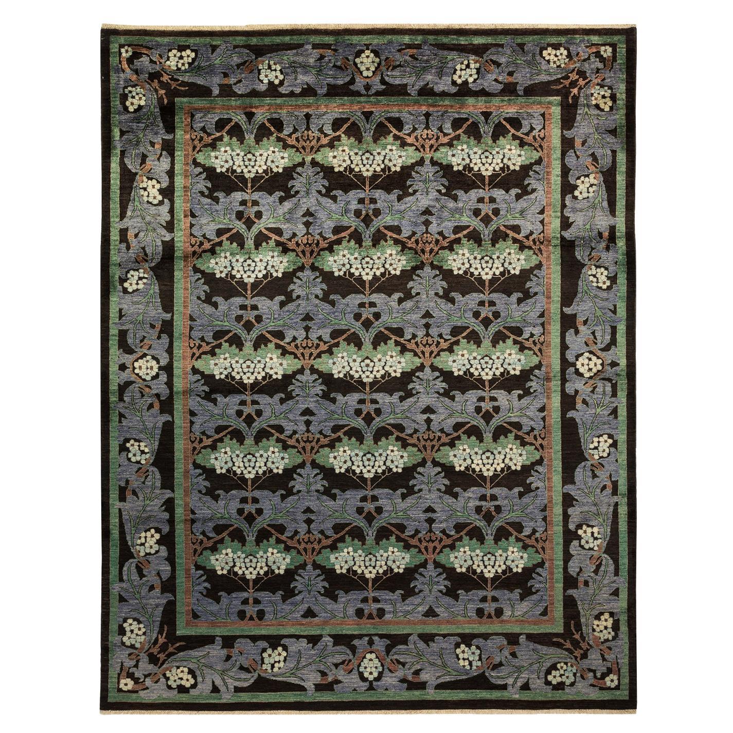 One-of-a-Kind Hand Made Contemporary Arts and Crafts Black Area Rug For ...