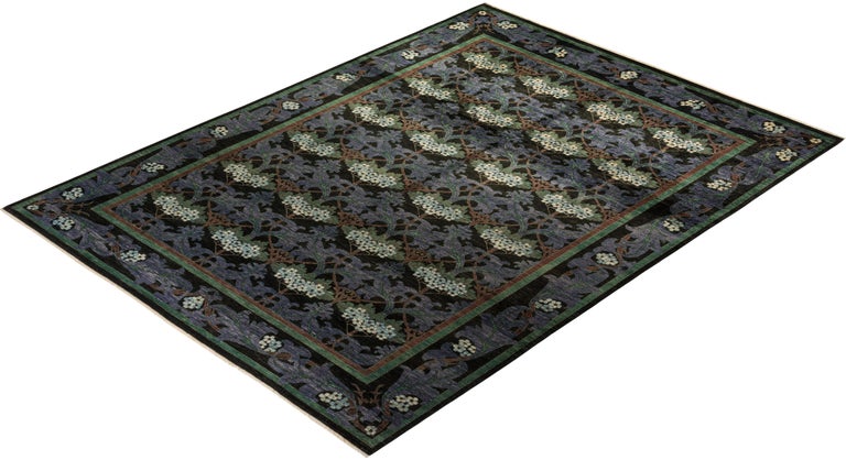 One-of-a-Kind Hand Made Contemporary Arts and Crafts Black Area Rug For ...