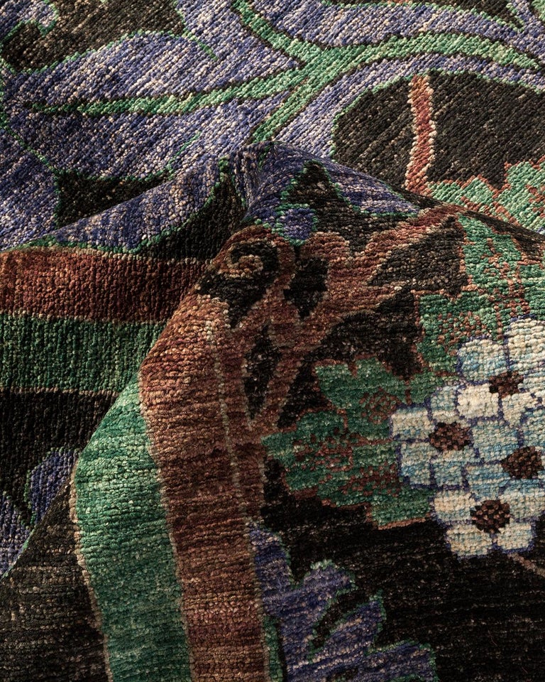 One-of-a-Kind Hand Made Contemporary Arts and Crafts Black Area Rug For ...