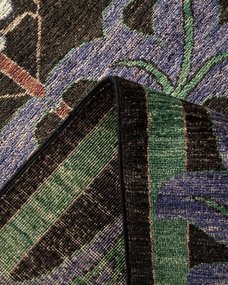 One-of-a-Kind Hand Made Contemporary Arts and Crafts Black Area Rug For ...