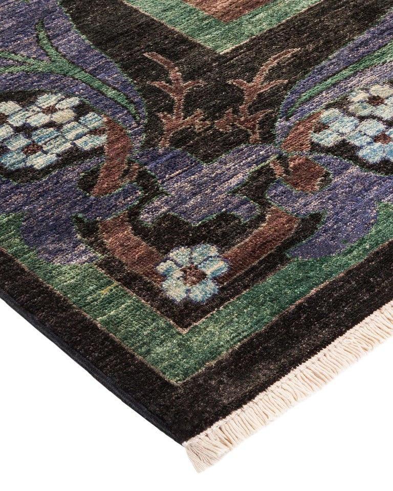 One-of-a-Kind Hand Made Contemporary Arts and Crafts Black Area Rug For ...