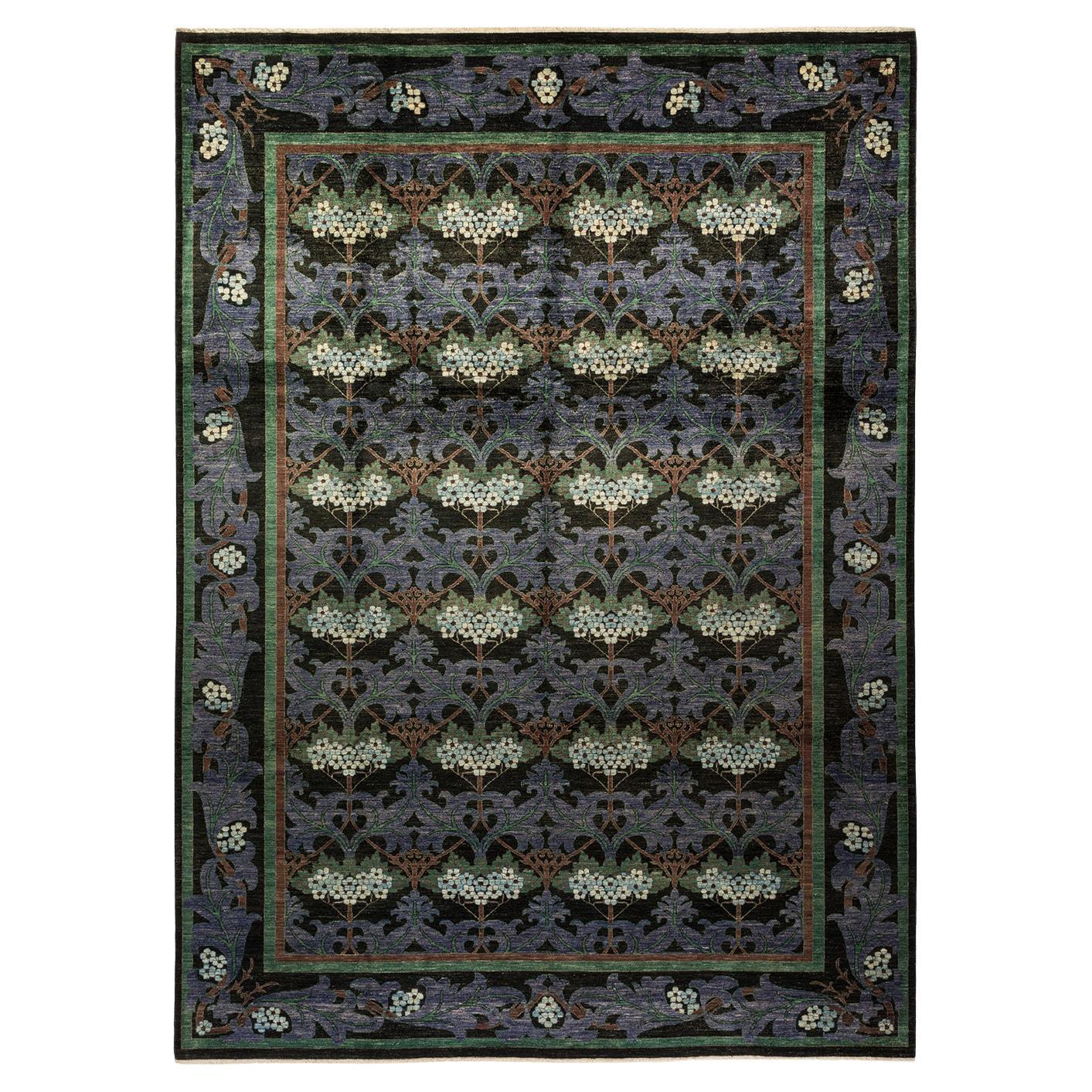 One-of-a-Kind Hand Made Contemporary Arts and Crafts Black Area Rug For ...