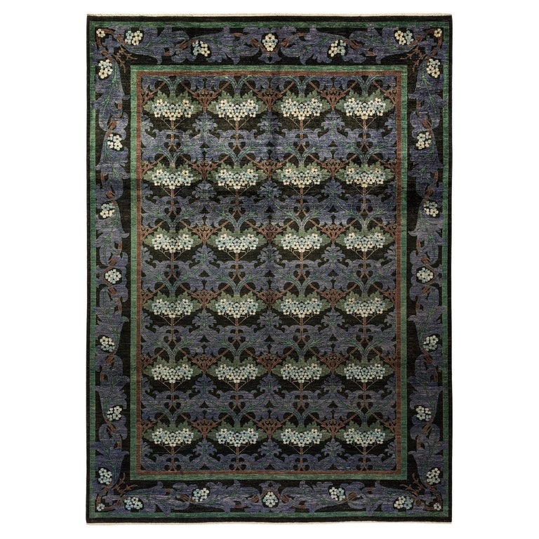 One-of-a-Kind Hand Made Contemporary Arts and Crafts Black Area Rug For ...