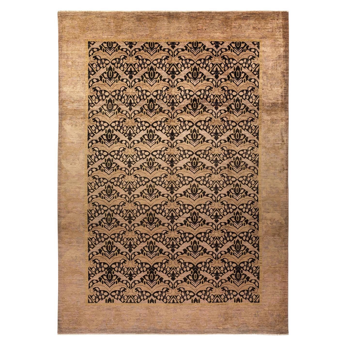 One-of-a-Kind Hand Made Contemporary Arts and Crafts Black Area Rug For ...