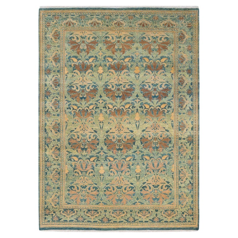 One-of-a-Kind Hand Made Contemporary Arts and Crafts Green Area Rug at ...