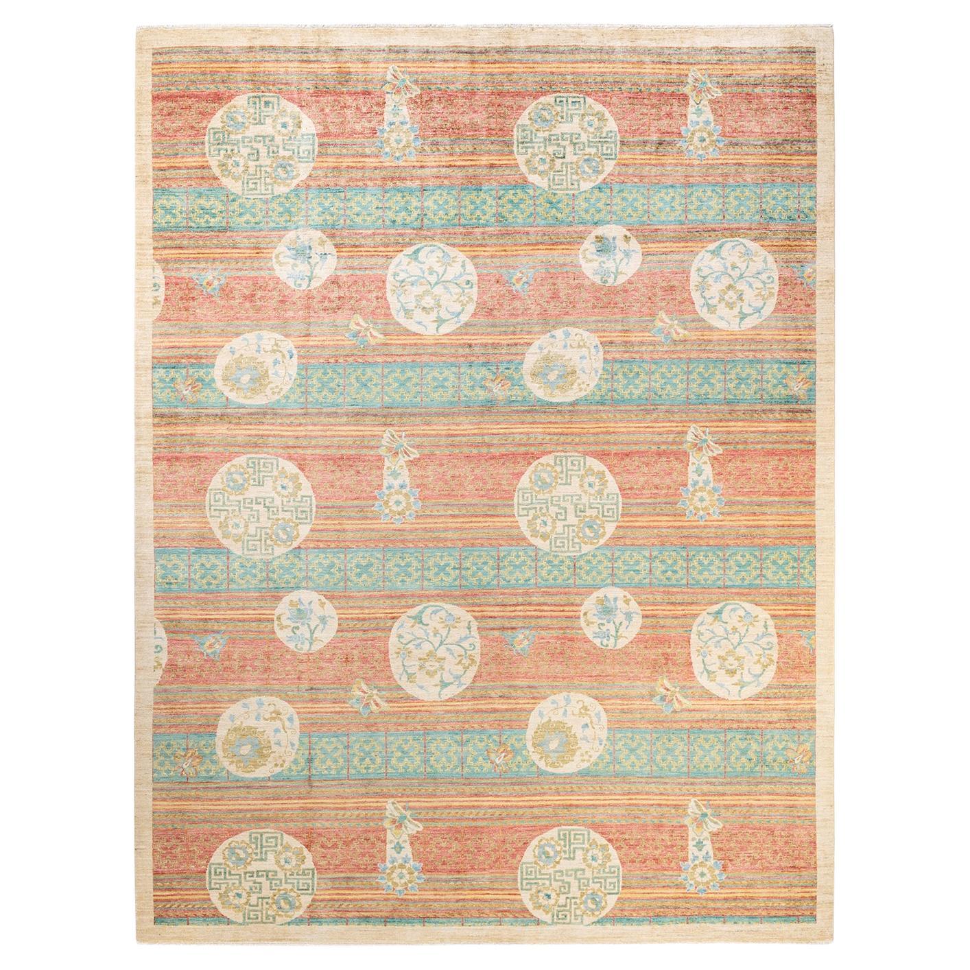 One-of-a-kind Hand Made Contemporary Arts and Crafts Ivory Area Rug For ...