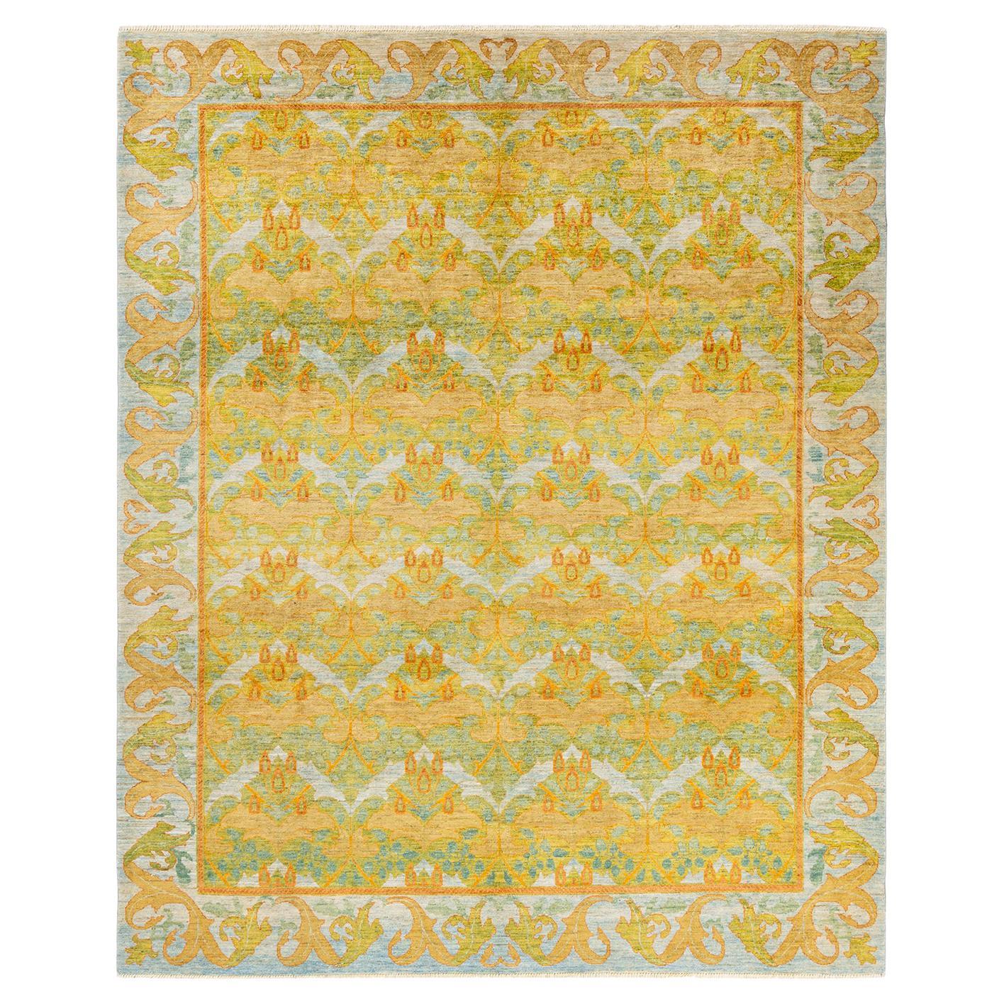 Arts and Craft Carpet Light Blue and Beige For Sale at 1stDibs