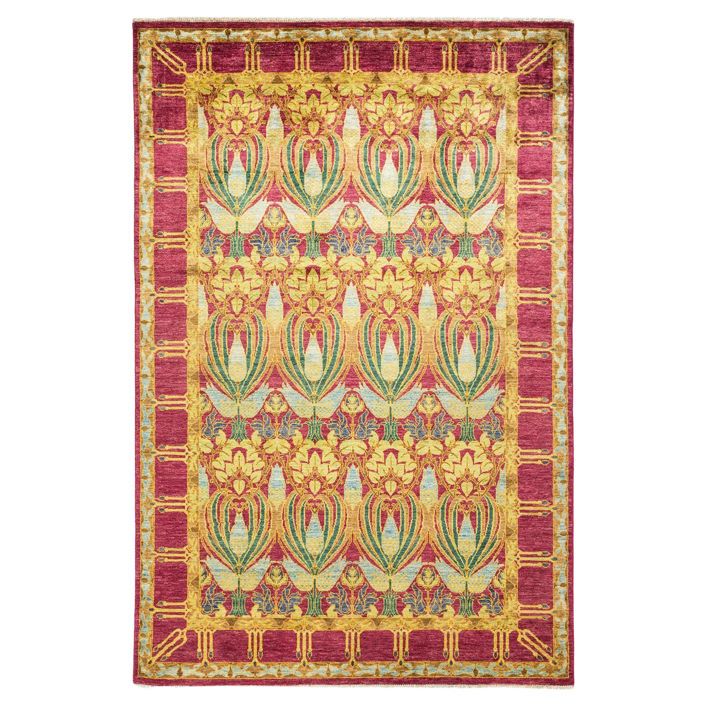 One-of-a-Kind Hand Made Contemporary Arts and Crafts Purple Area Rug ...