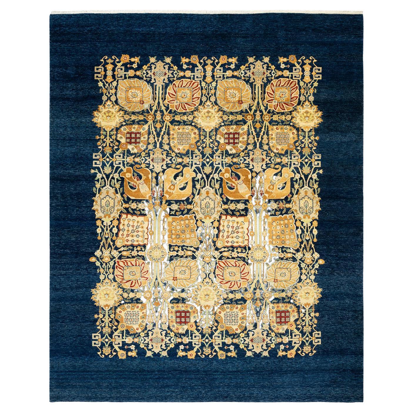 One-Of-A-Kind Hand Made Contemporary Eclectic Blue Area Rug For Sale at ...