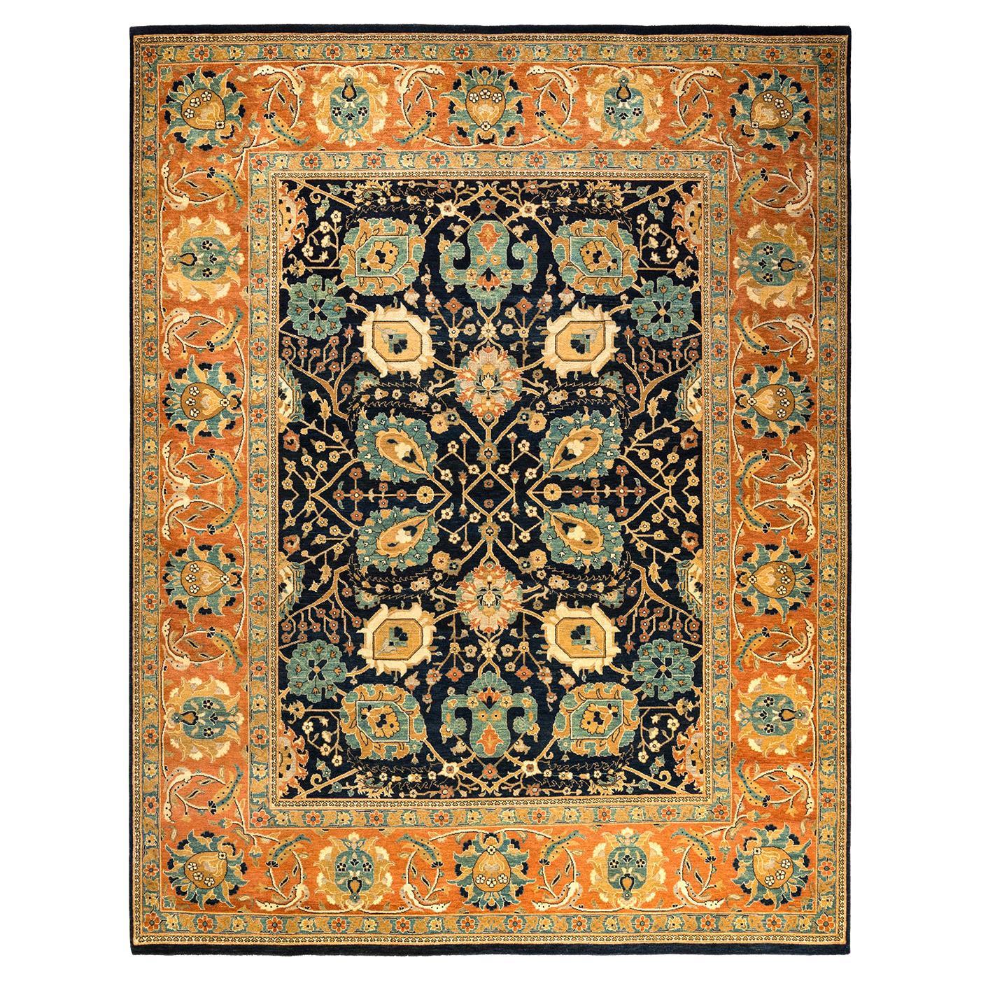 One-Of-A-Kind Hand Made Contemporary Eclectic Blue Area Rug For Sale at ...