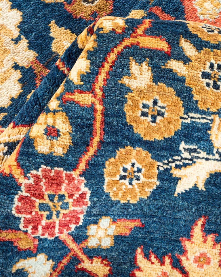 One-Of-A-Kind Hand Made Contemporary Eclectic Blue Area Rug For Sale at ...