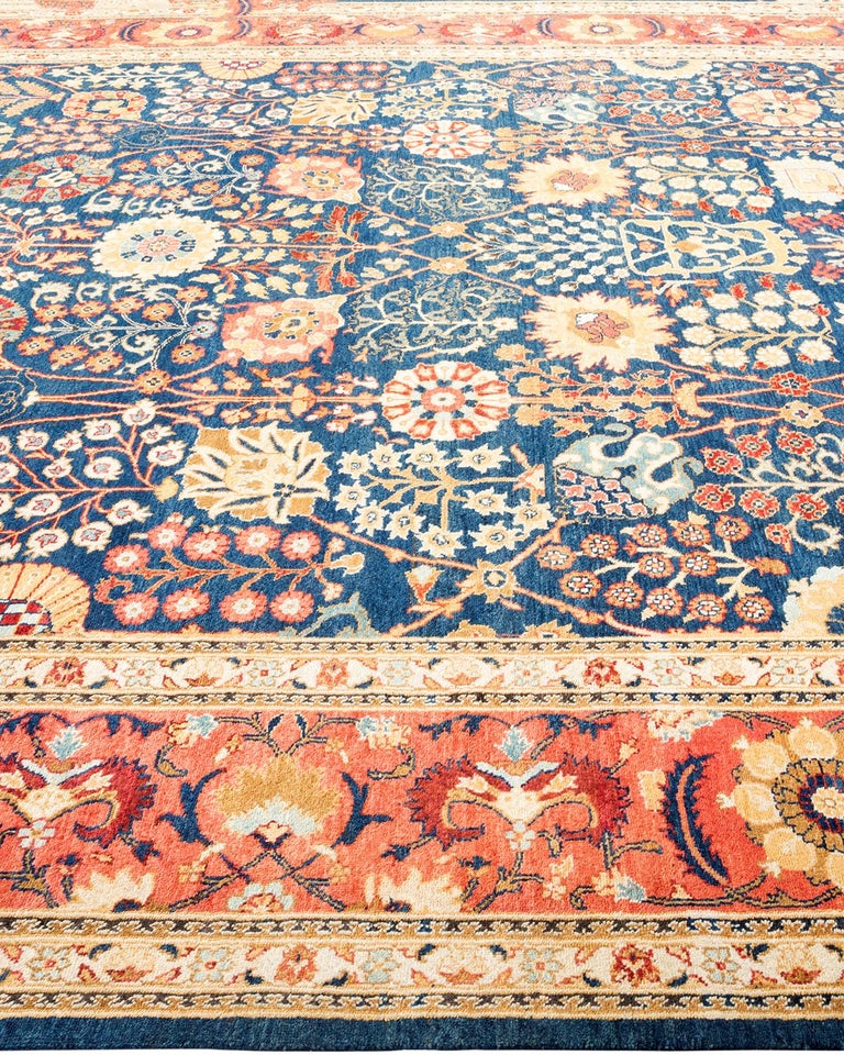 One-Of-A-Kind Hand Made Contemporary Eclectic Blue Area Rug For Sale at ...