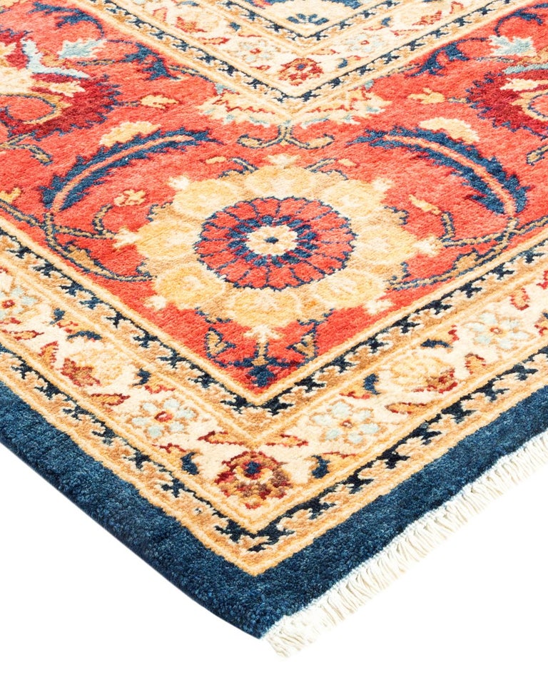 One-Of-A-Kind Hand Made Contemporary Eclectic Blue Area Rug For Sale at ...