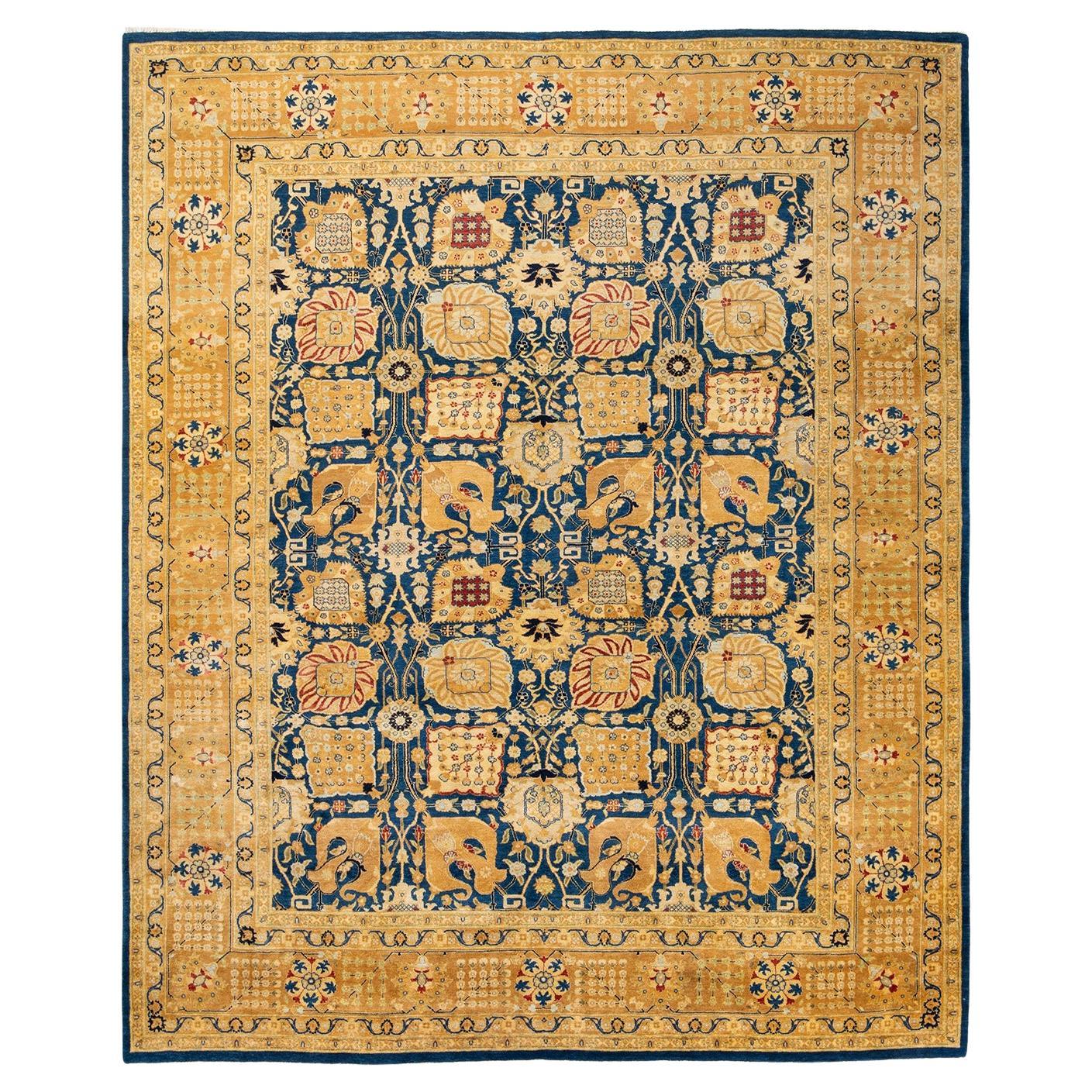 One-Of-A-Kind Hand Made Contemporary Eclectic Blue Area Rug For Sale at ...