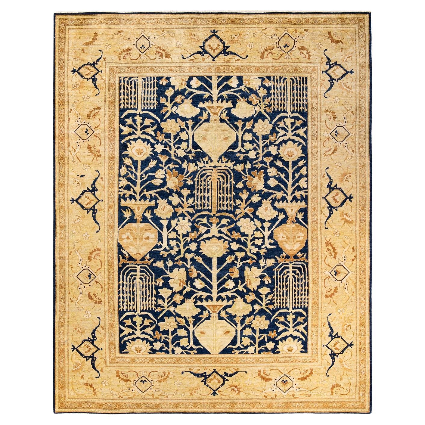 One-Of-A-Kind Hand Made Contemporary Eclectic Blue Area Rug For Sale at ...