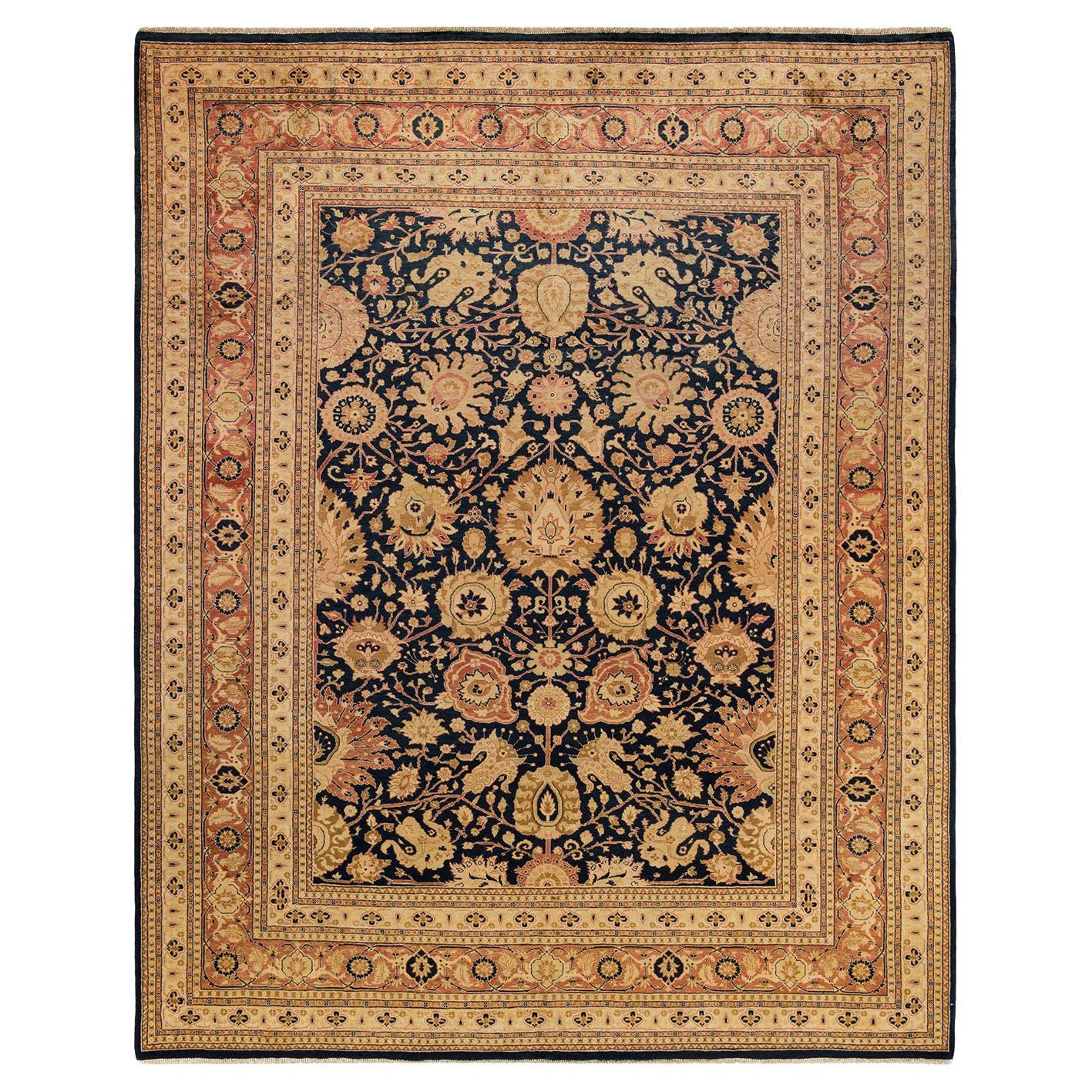 One-Of-A-Kind Hand Made Contemporary Eclectic Blue Area Rug For Sale at ...