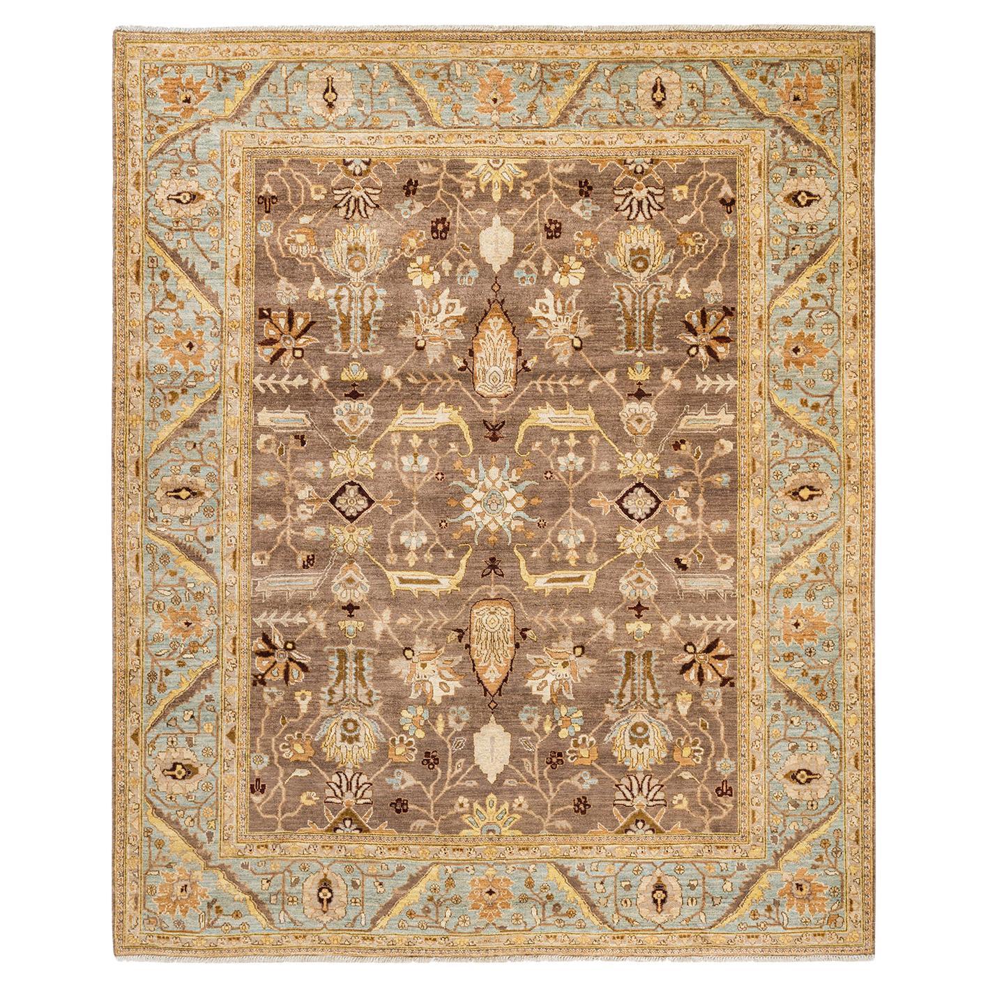 One-Of-A-Kind Hand Made Contemporary Eclectic Brown Area Rug For Sale ...