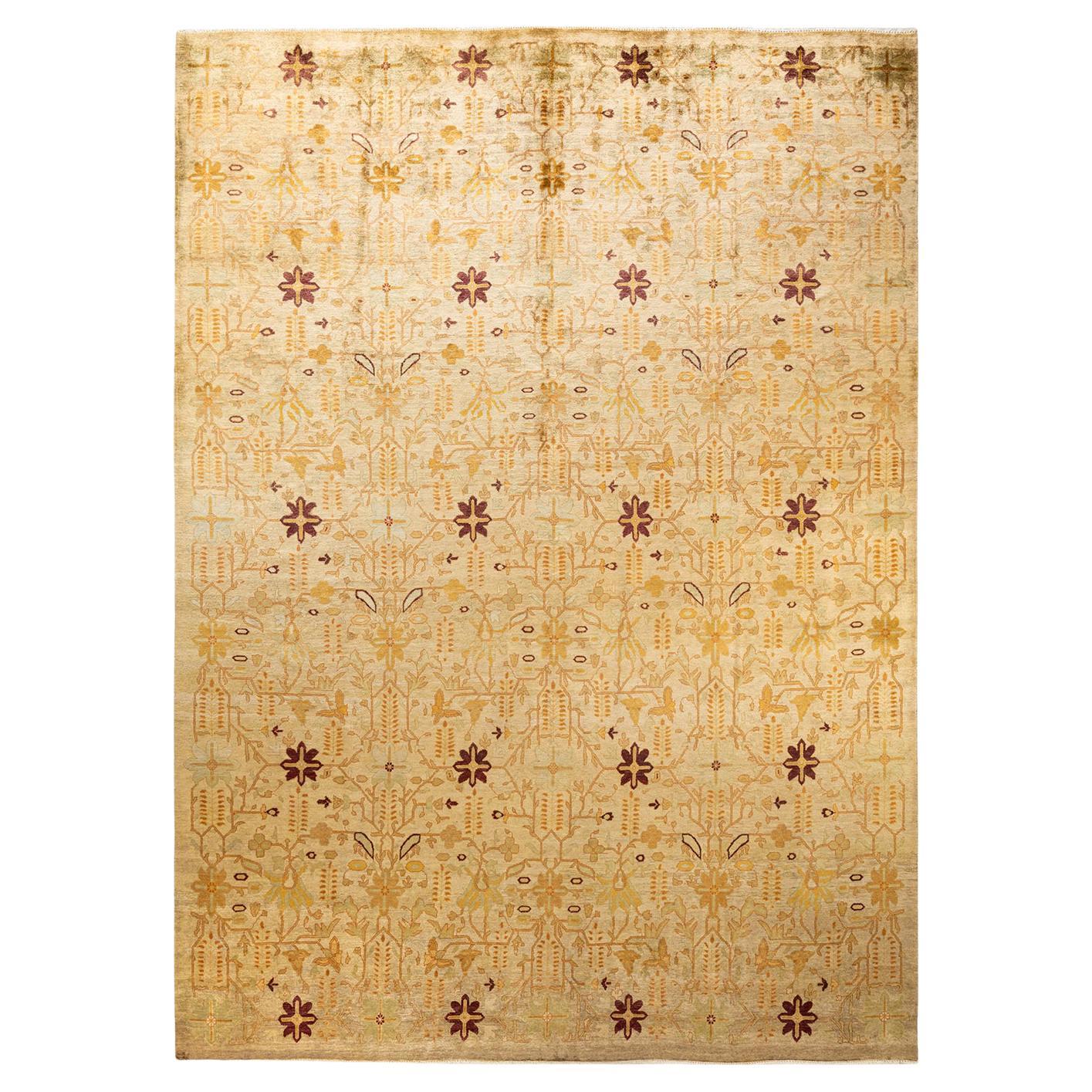 One-of-a-kind Hand Made Contemporary Eclectic Green Area Rug For Sale ...