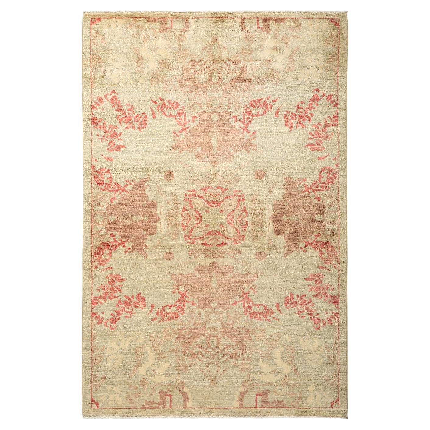One-of-a-Kind Hand Made Contemporary Eclectic Ivory Area Rug For Sale ...