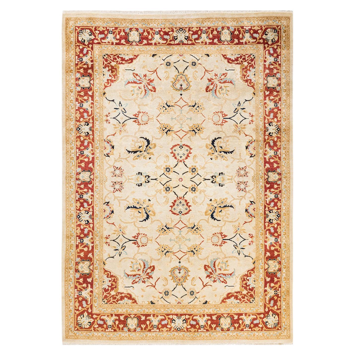 One-Of-A-Kind Hand Made Contemporary Eclectic Ivory Area Rug For Sale ...