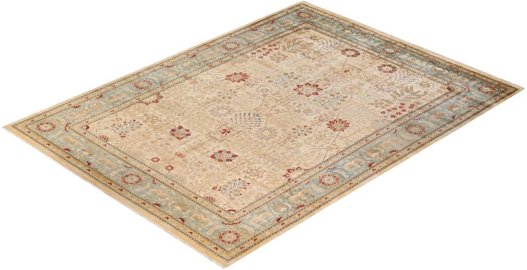 One-of-a-Kind Hand Made Contemporary Eclectic Ivory Area Rug For Sale ...